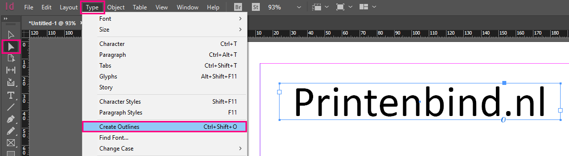 Convert text to outlines in Adobe InDesign | Print&Bind